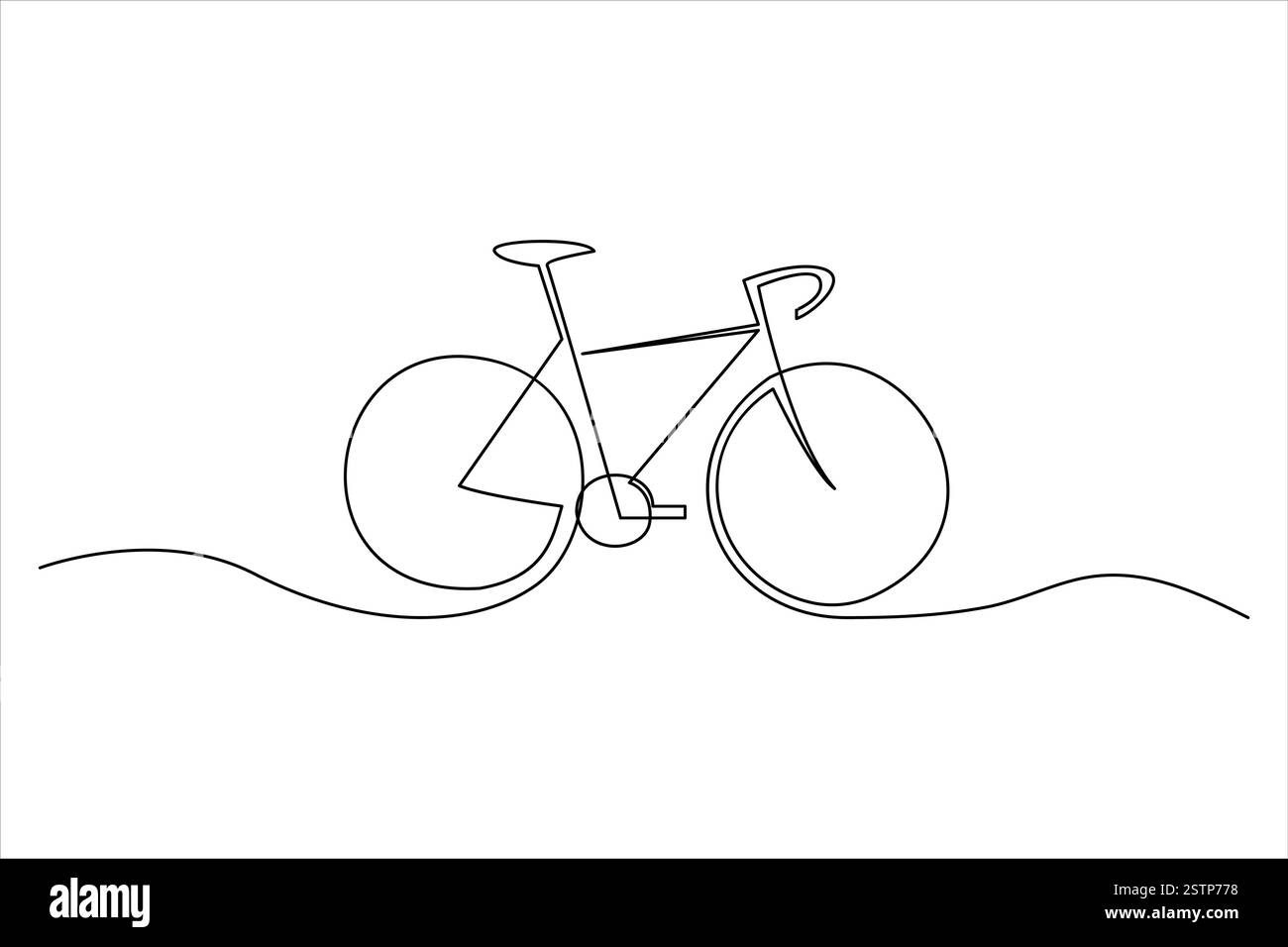 Continuous one line drawing of bicycle outline vector art illustration ...