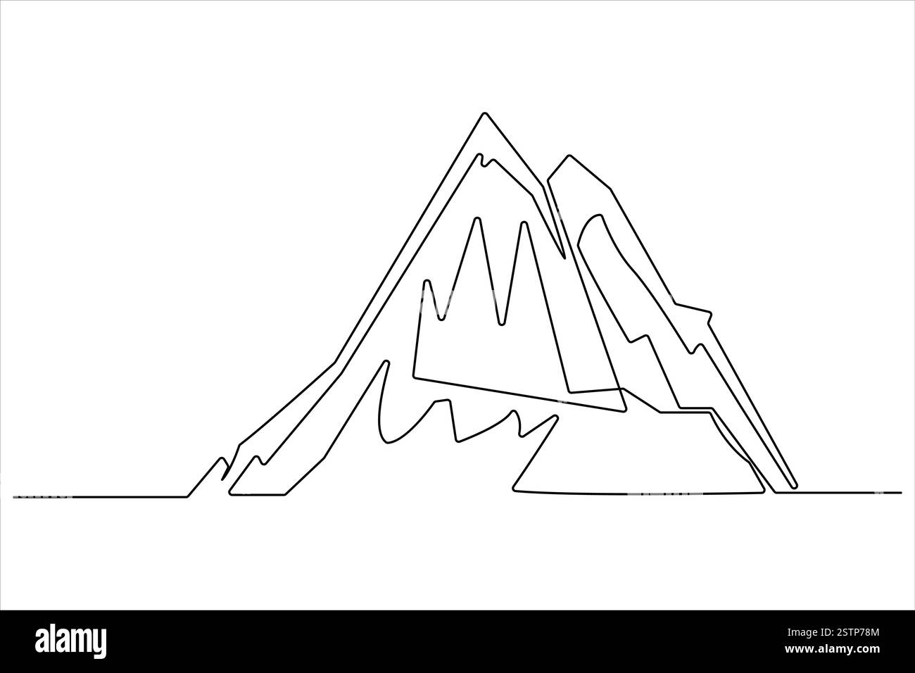 Continuous one line mountain range landscape outline vector art ...