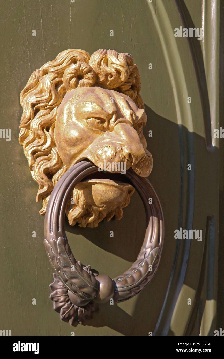 Gold Lion Knocker Stock Photo - Alamy