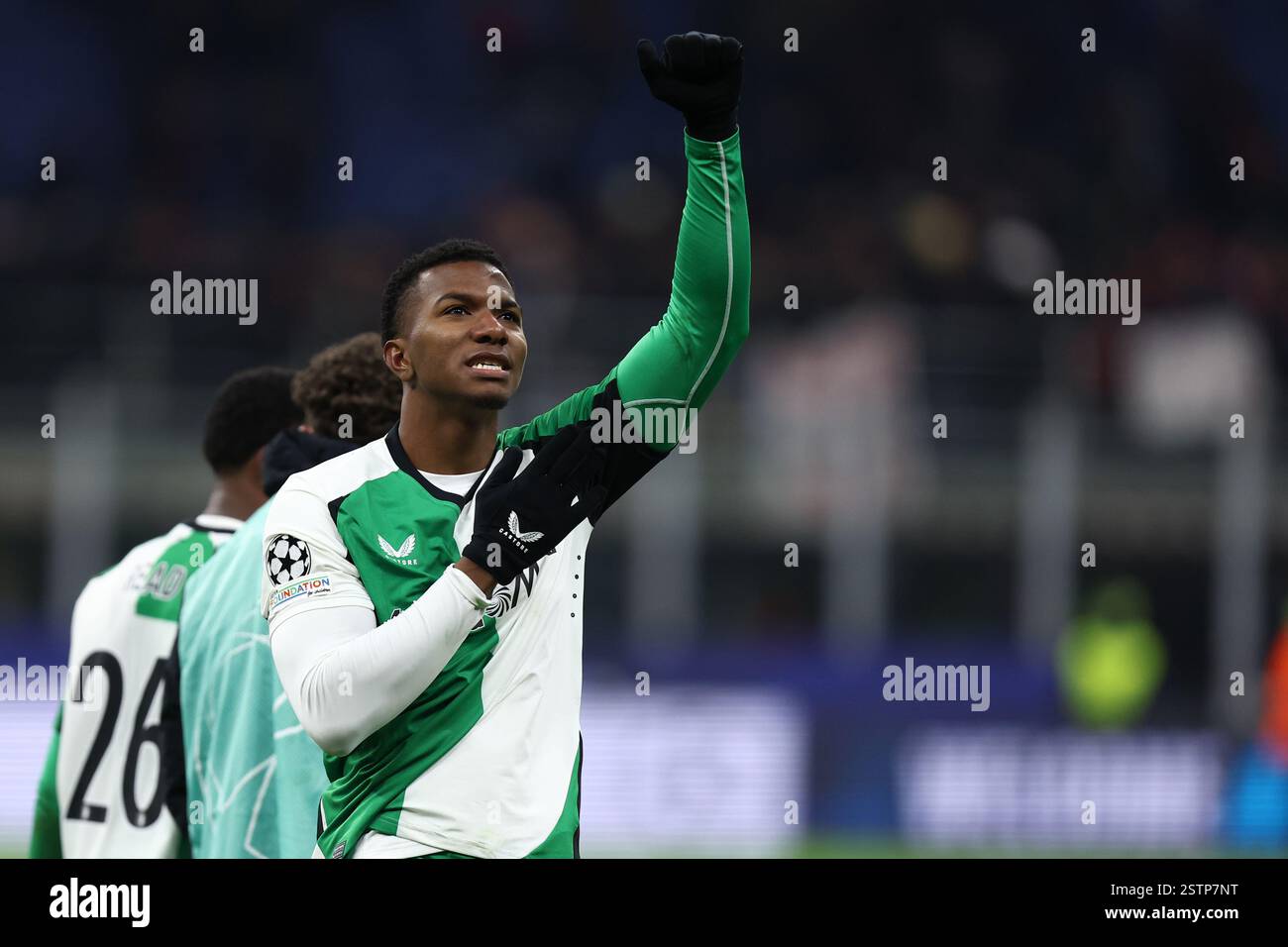 Milano, Italy. 18th Feb, 2025. Jeyland Mitchell of Feyenoord celebrates ...