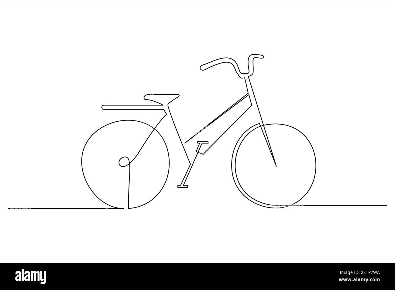 Continuous one line drawing of bicycle outline vector art illustration ...