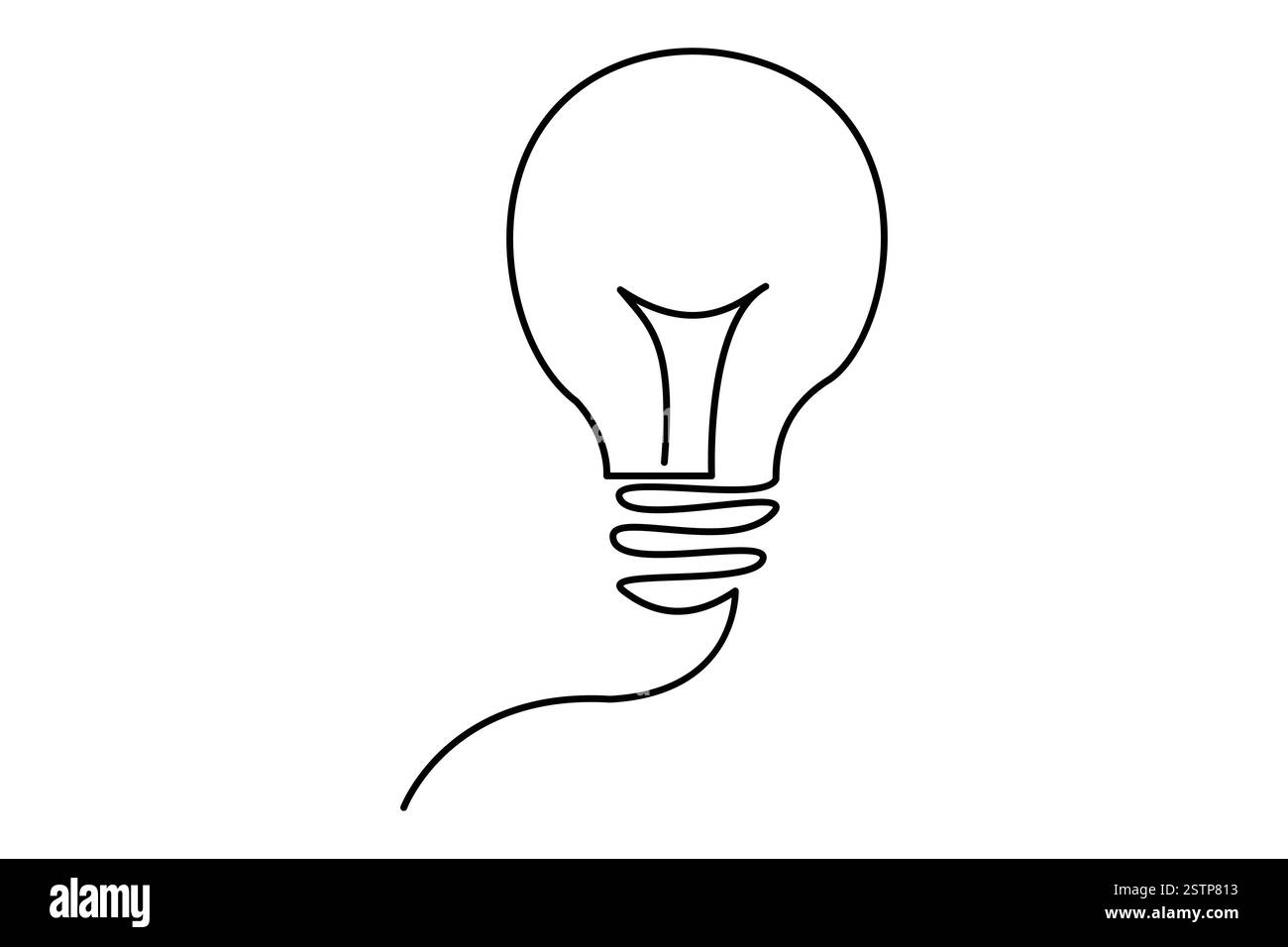 Continuous one line drawing of Light bulb symbol isolated on white background outline art ...