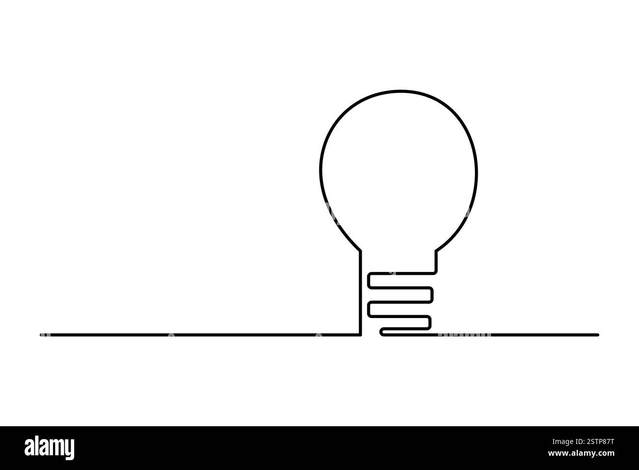 Continuous one line drawing of Light bulb symbol isolated on white background outline art ...