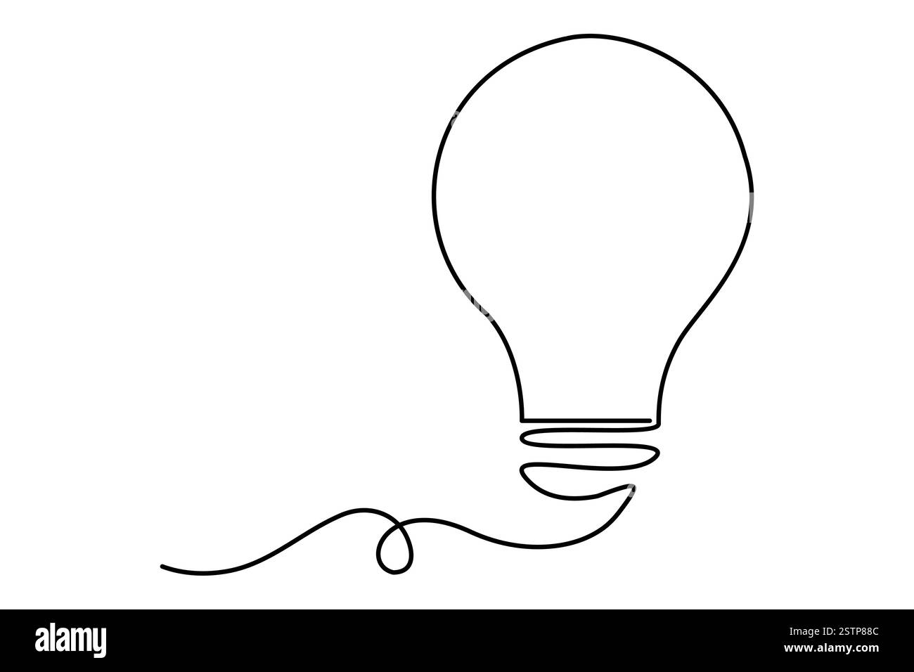 Continuous one line drawing of Light bulb symbol isolated on white background outline art ...