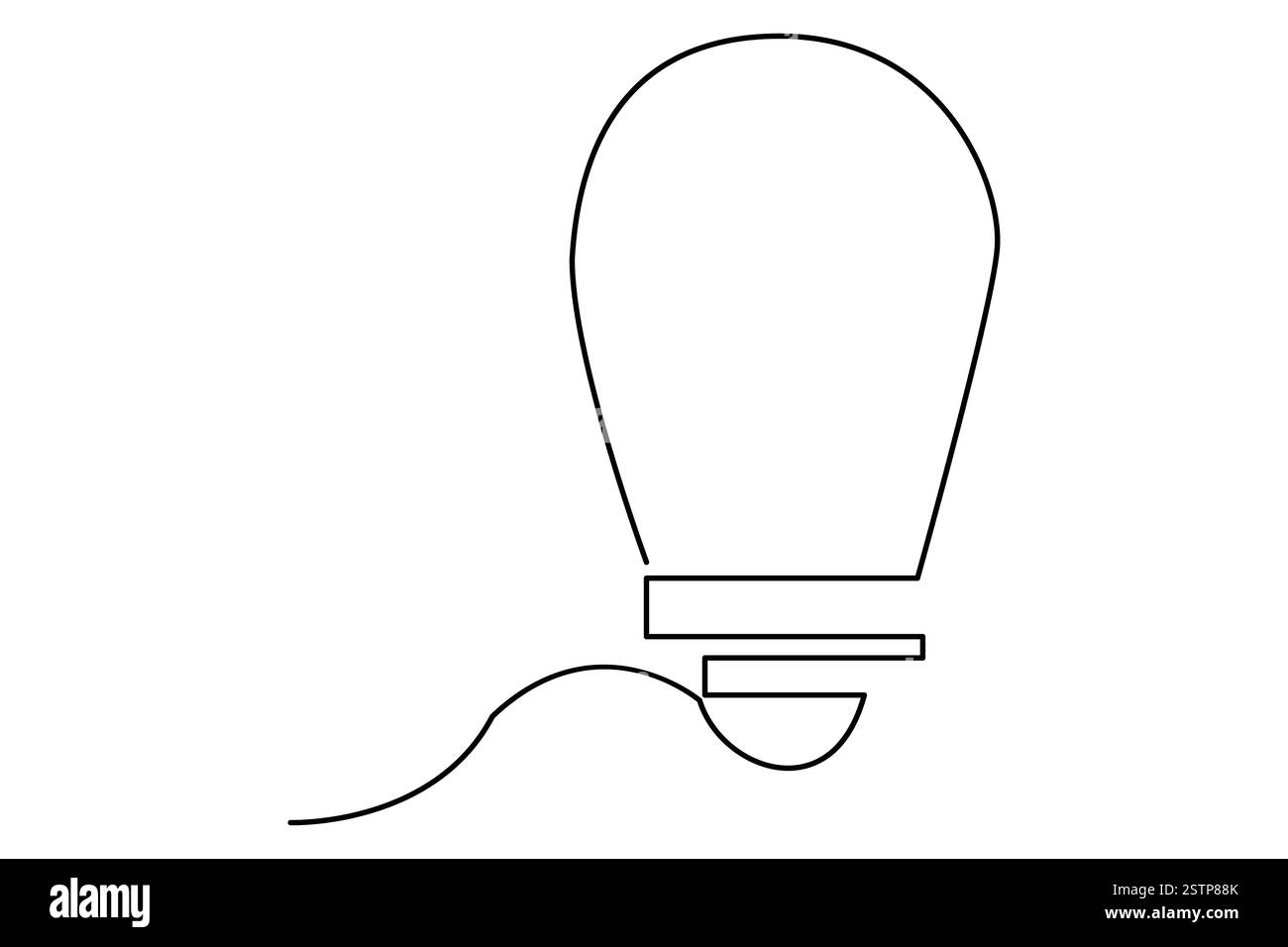 Continuous one line drawing of Light bulb symbol isolated on white background outline art ...