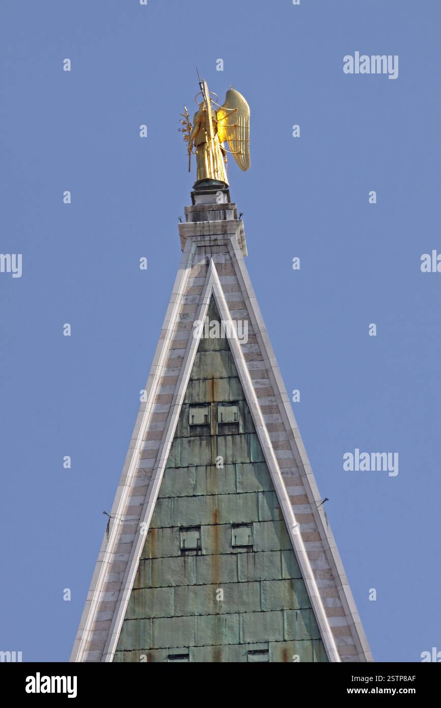 Cathedral Tower With an Angel Topped Spire in Venice Stock Photo - Alamy