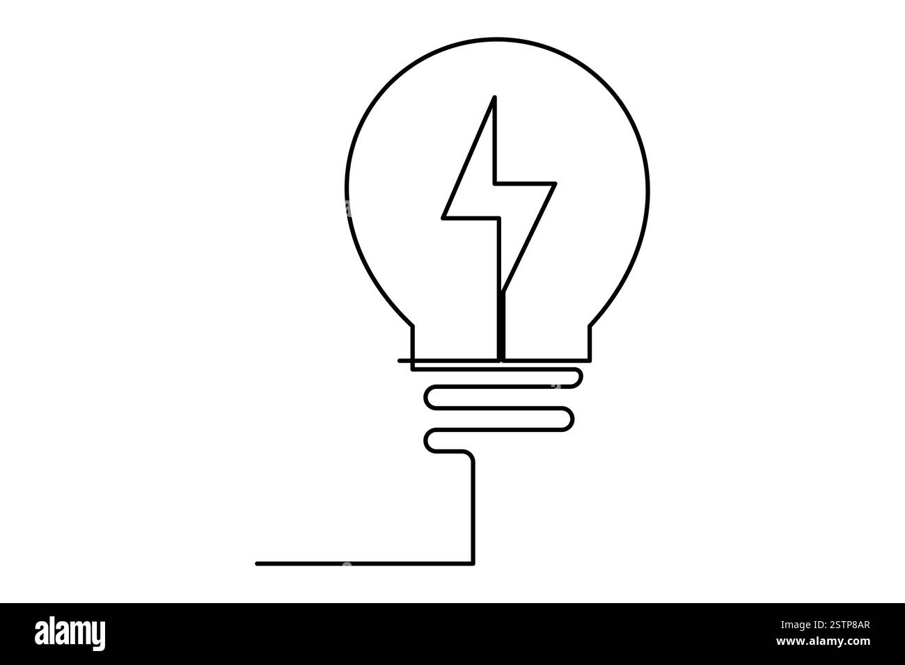 Continuous one line drawing of Light bulb symbol isolated on white background outline art ...