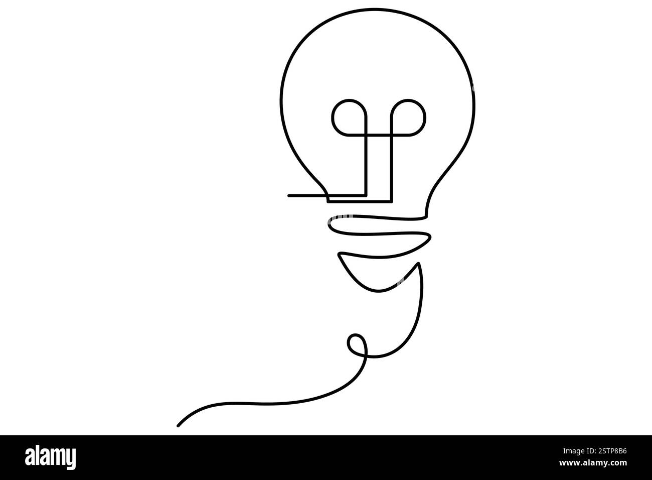 Continuous one line drawing of Light bulb symbol isolated on white background outline art ...