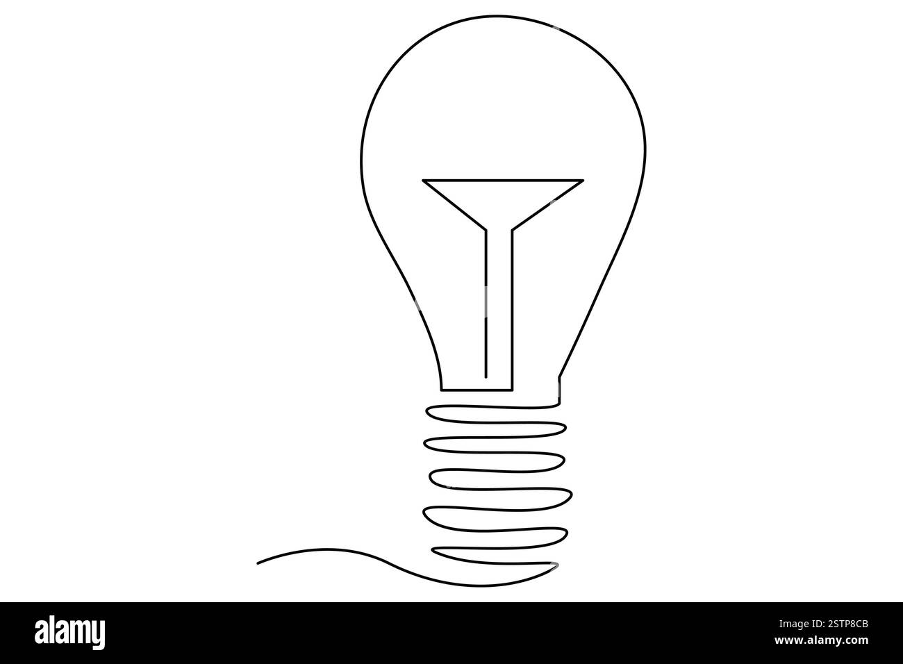 Continuous one line drawing of Light bulb symbol isolated on white background outline art ...