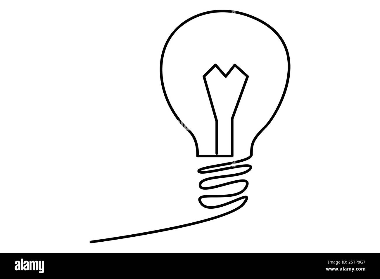 Continuous one line drawing of Light bulb symbol isolated on white background outline art ...