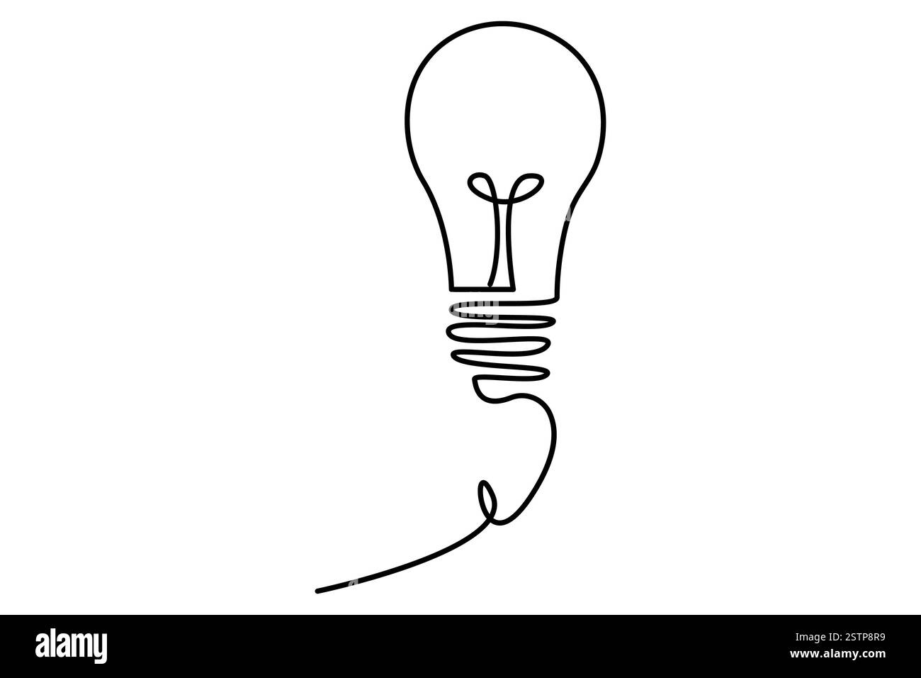 Continuous one line drawing of Light bulb symbol isolated on white background outline art ...