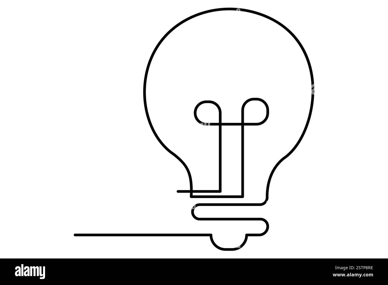 Continuous one line drawing of Light bulb symbol isolated on white background outline art ...