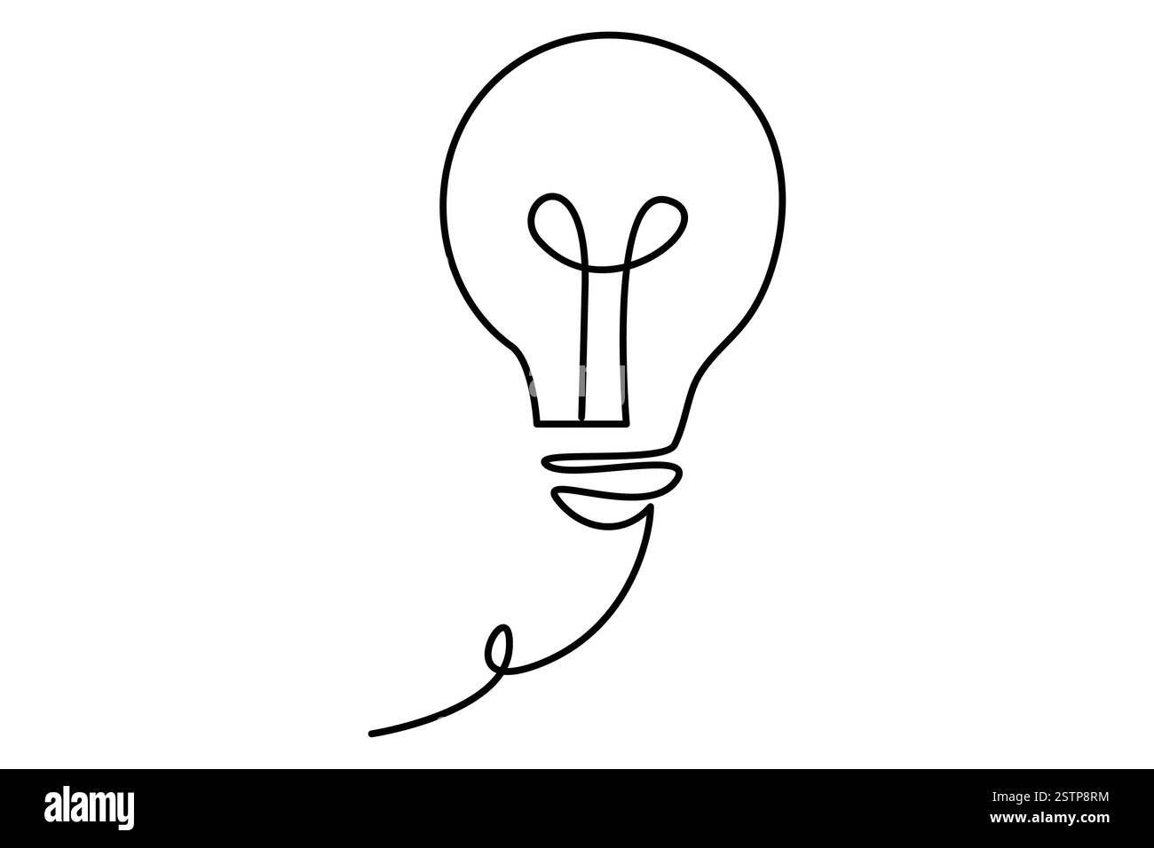 Continuous one line drawing of Light bulb symbol isolated on white background outline art ...