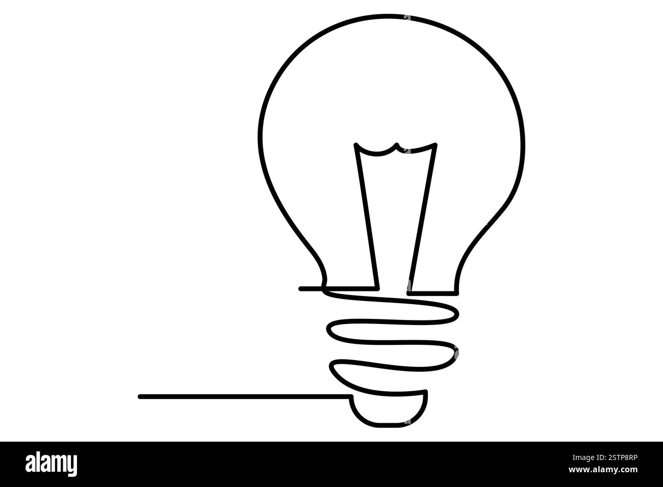 Continuous one line drawing of Light bulb symbol isolated on white background outline art ...
