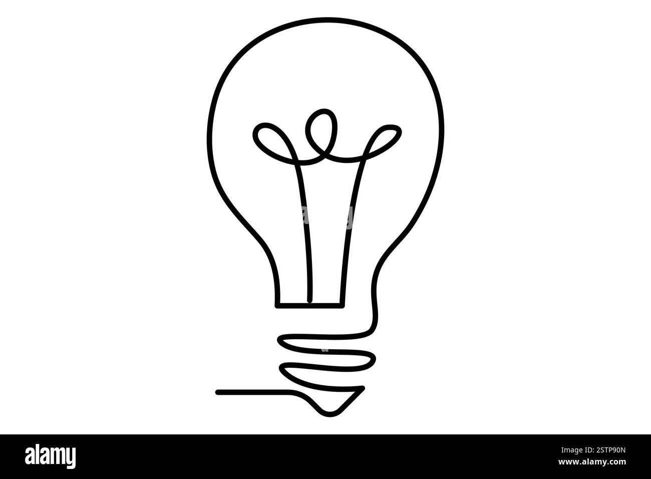 Continuous one line drawing of Light bulb symbol isolated on white background outline art ...