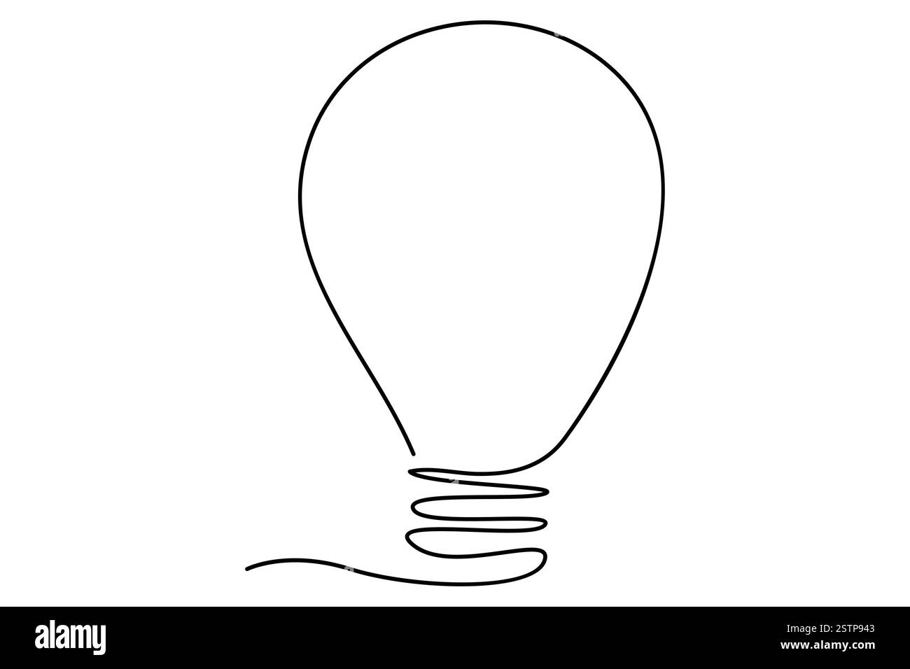Continuous one line drawing of Light bulb symbol isolated on white background outline art ...