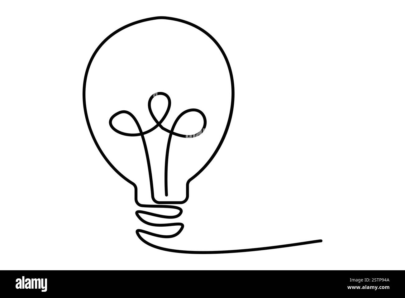 Continuous one line drawing of Light bulb symbol isolated on white background outline art ...