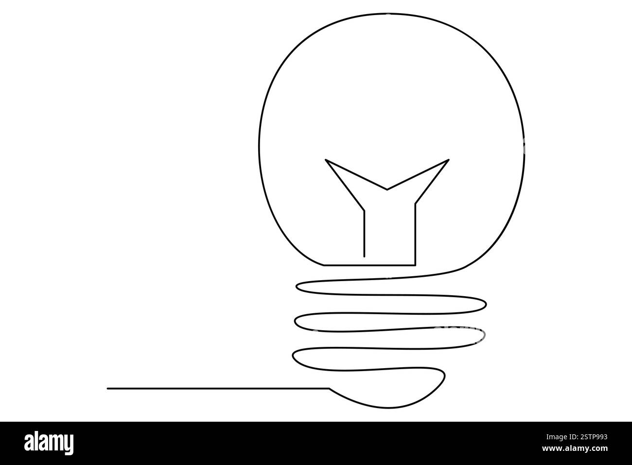 Continuous one line drawing of Light bulb symbol isolated on white background outline art ...