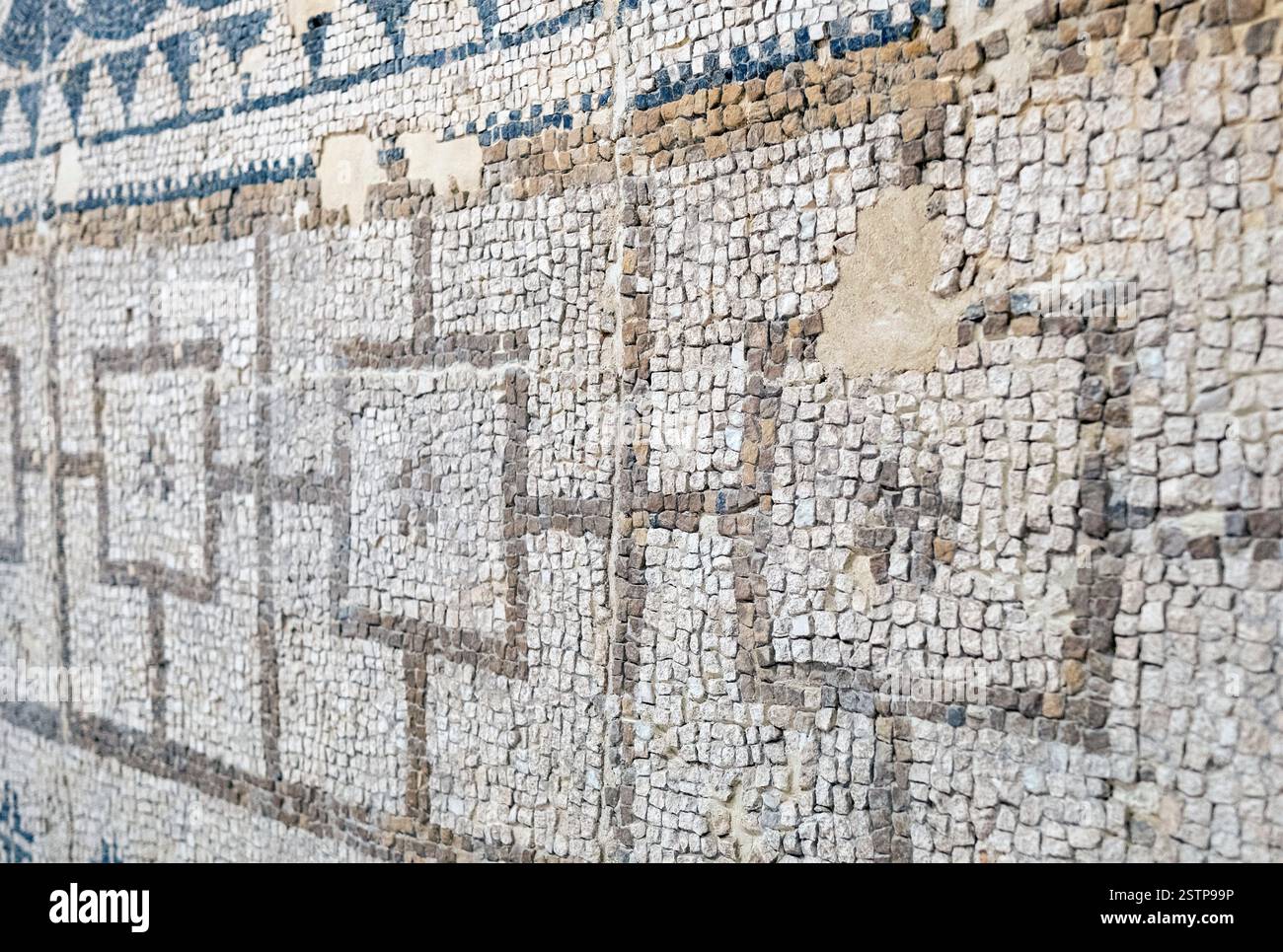 Close up detail of the pattern and texture on a Roman Mosaic in the ...