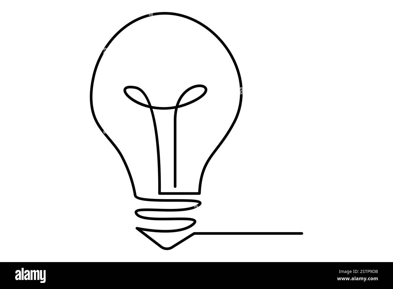 Continuous one line drawing of Light bulb symbol isolated on white background outline art ...