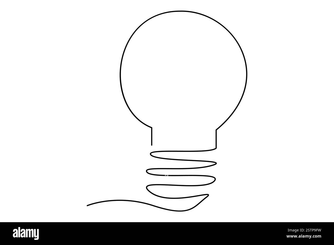 Continuous one line drawing of Light bulb symbol isolated on white background outline art ...