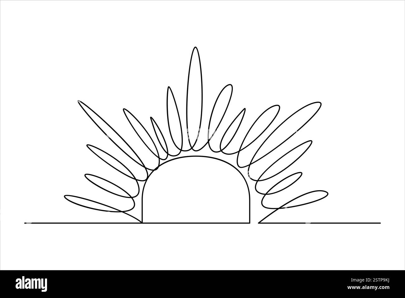 Continuous one line drawing sun art Summer sun contour line sign line ...