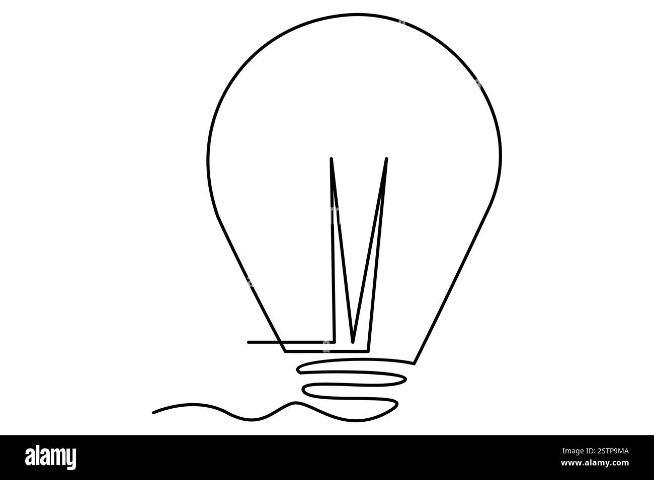 Continuous one line drawing of Light bulb symbol isolated on white background outline art ...