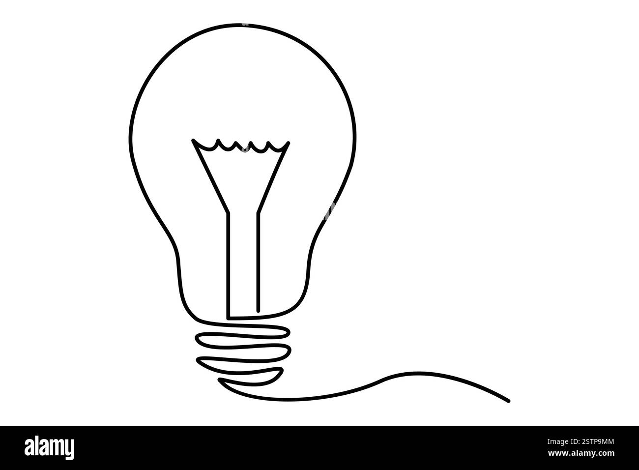 Continuous one line drawing of Light bulb symbol isolated on white background outline art ...