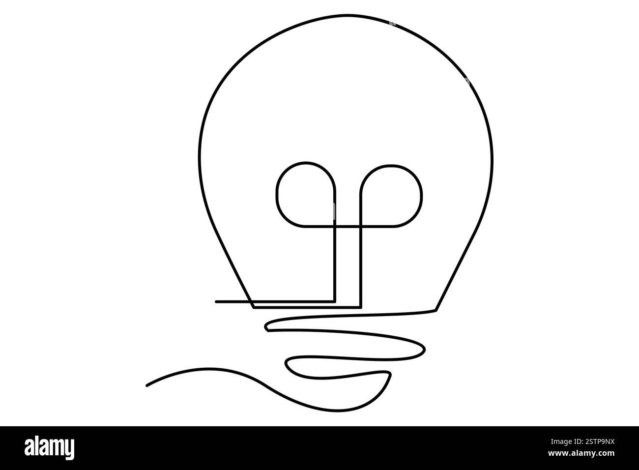 Continuous one line drawing of Light bulb symbol isolated on white background outline art ...