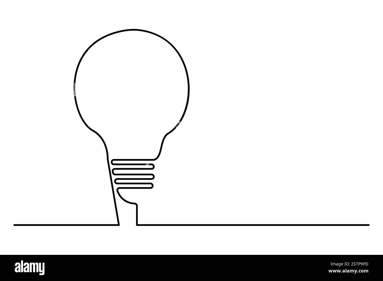 Continuous one line drawing of Light bulb symbol isolated on white background outline art ...