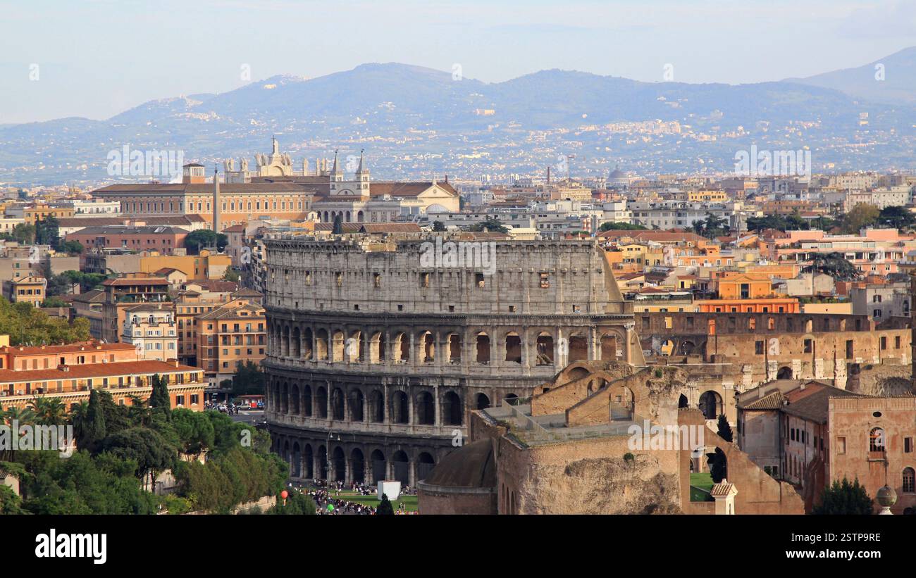 Colosseum amphitheatre wall ruins in rome italy aerial hi-res stock ...