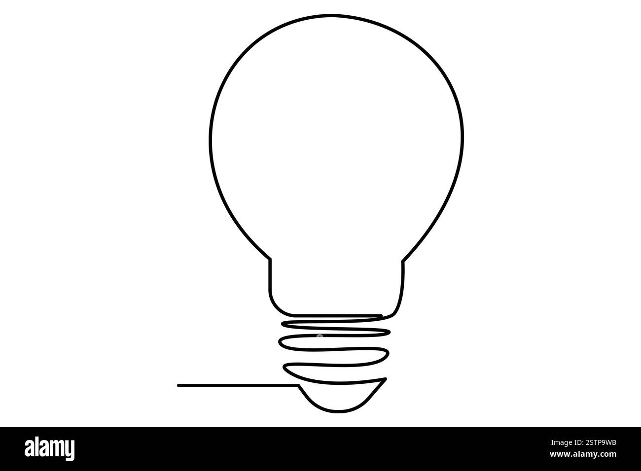 Continuous one line drawing of Light bulb symbol isolated on white background outline art ...