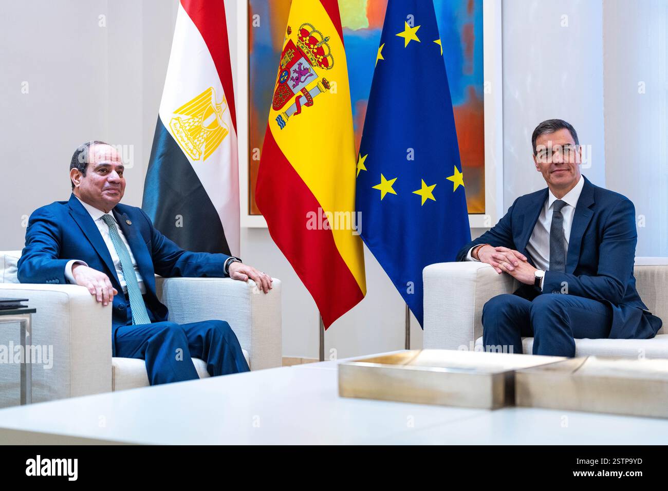 Madrid, Spain. 19th Feb, 2025. The President of Spain, Pedro Sánchez ...