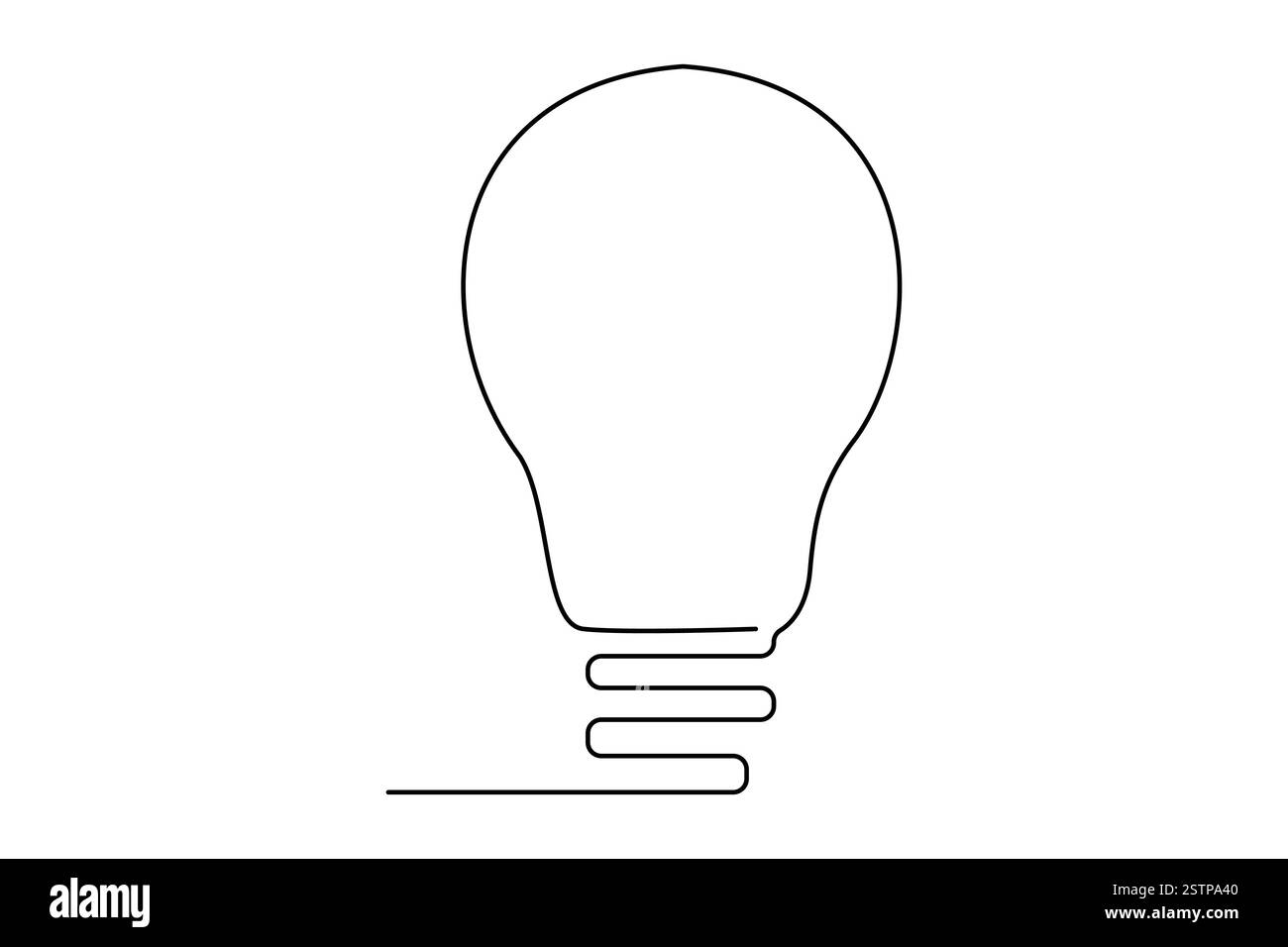 Continuous one line drawing of Light bulb symbol isolated on white background outline art ...