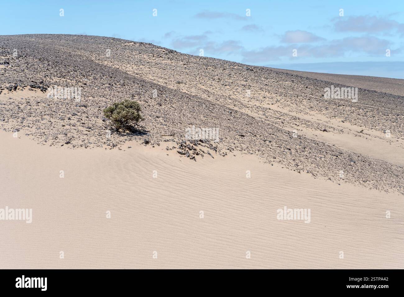 landscape with sand on basalt hill slopes at Etendeka volcanic plateau ...