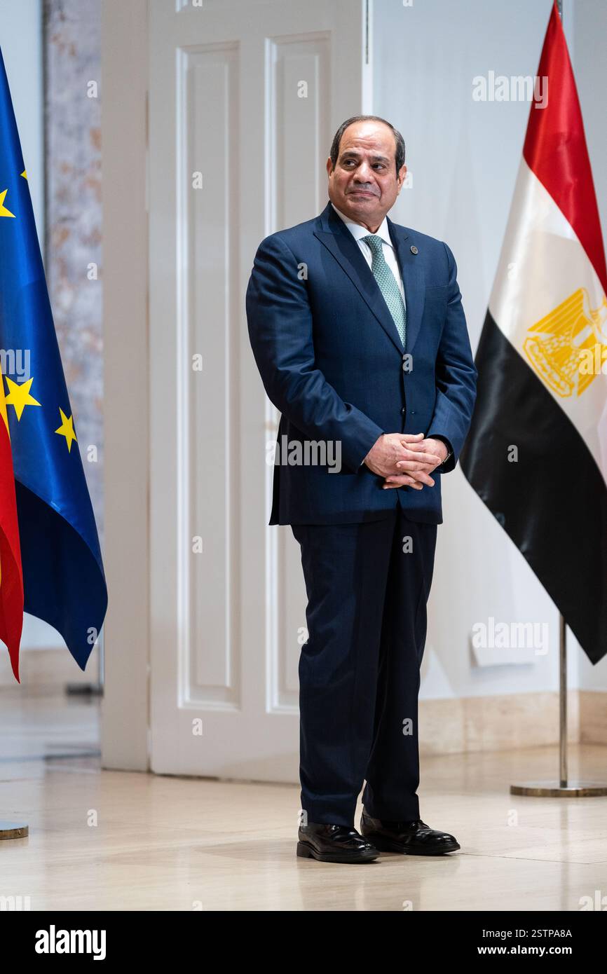 Madrid, Spain. 19th Feb, 2025. The President of the Arab Republic of ...