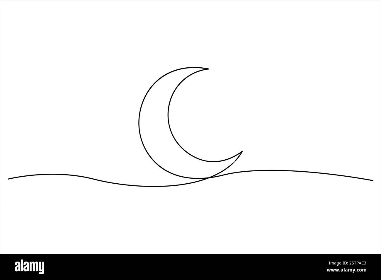 Continuous one line drawing of moon icon. Crescent moon for Ramadan ...