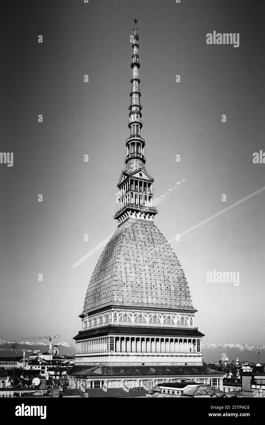 Turin, Italy. Half-height view of the Mole Antonelliana, home of the ...