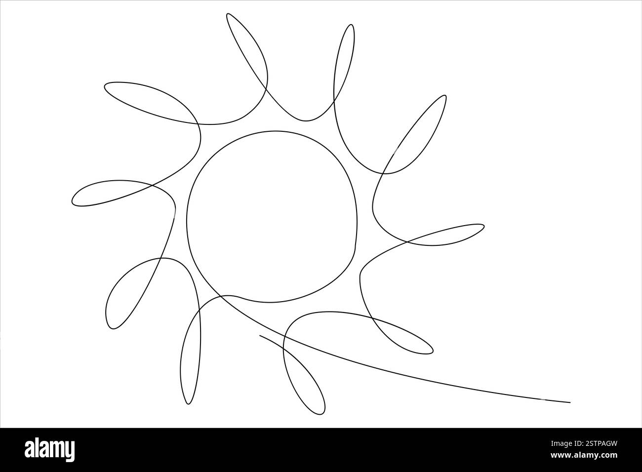 Continuous one line drawing sun art Summer sun contour line sign line ...