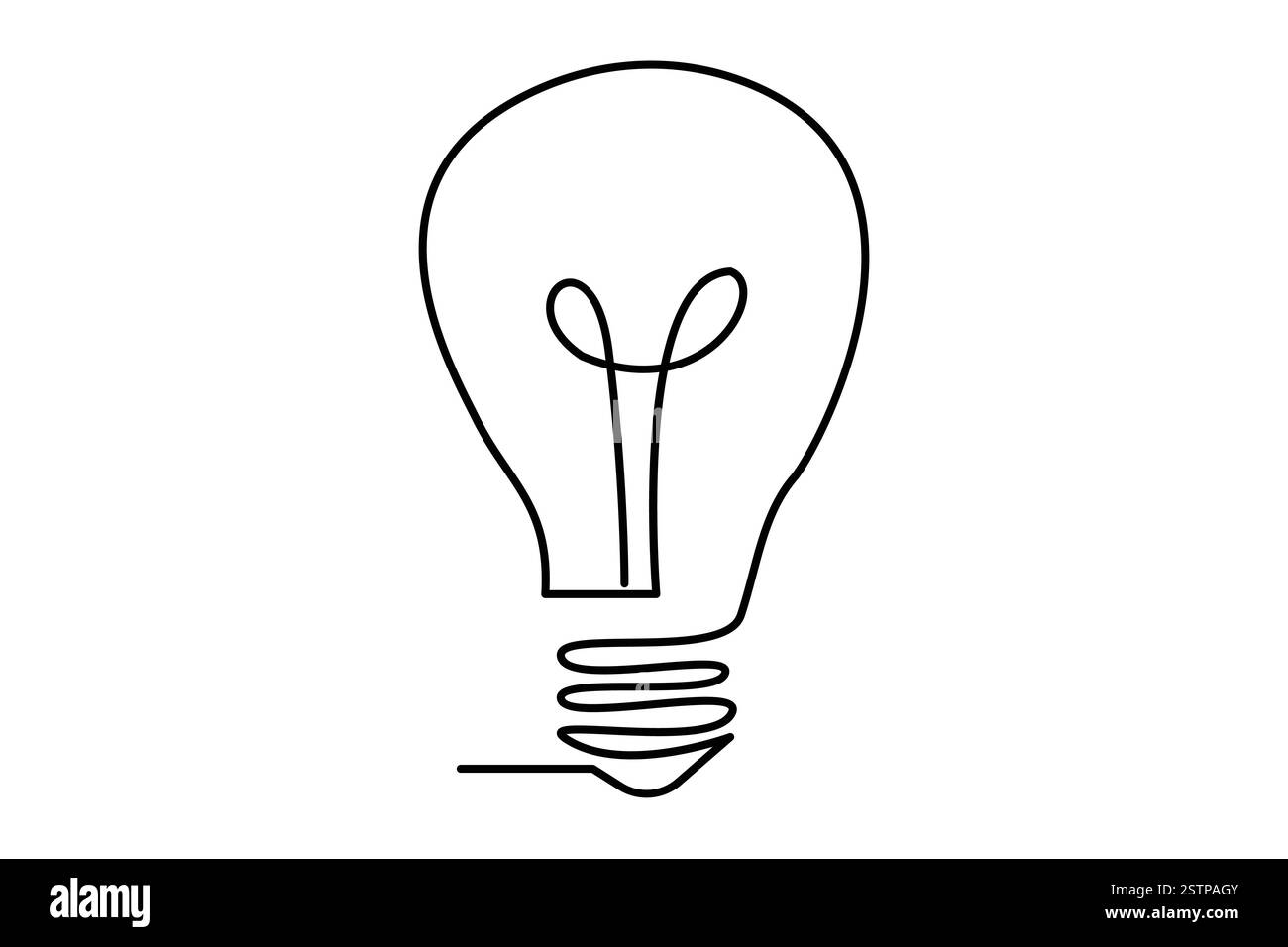 Continuous one line drawing of Light bulb symbol isolated on white background outline art ...