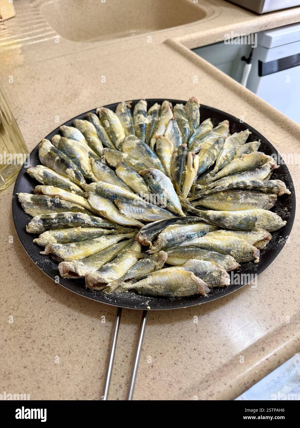 Homemade Fried horse mackerel fish istavrit or anchovies hamsi tava ...