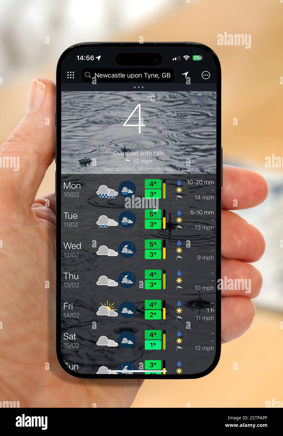 Looking at the Meteorblue weather app on an iPhone 16 Plus Stock Photo ...