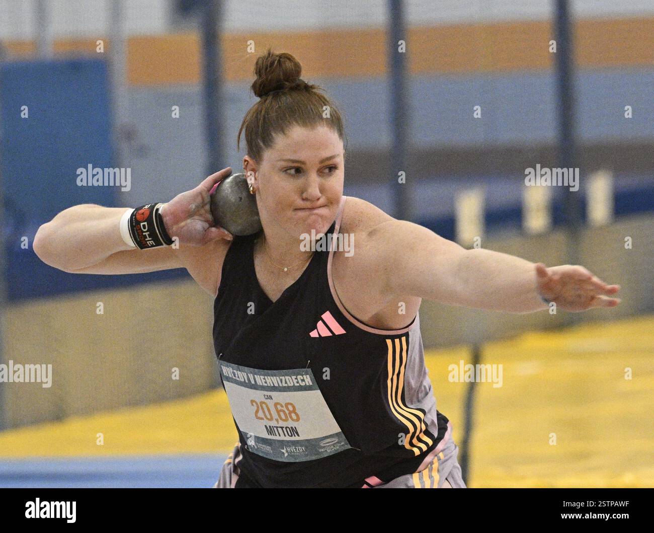 Sarah Mitton from Canada competes in shot put during the Hvezdy v ...
