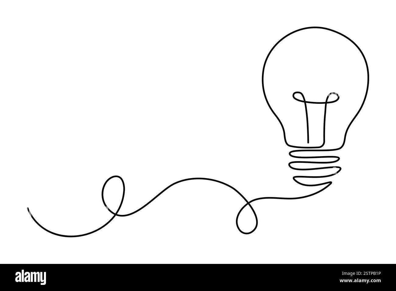 Continuous one line drawing of Light bulb symbol isolated on white background outline art ...