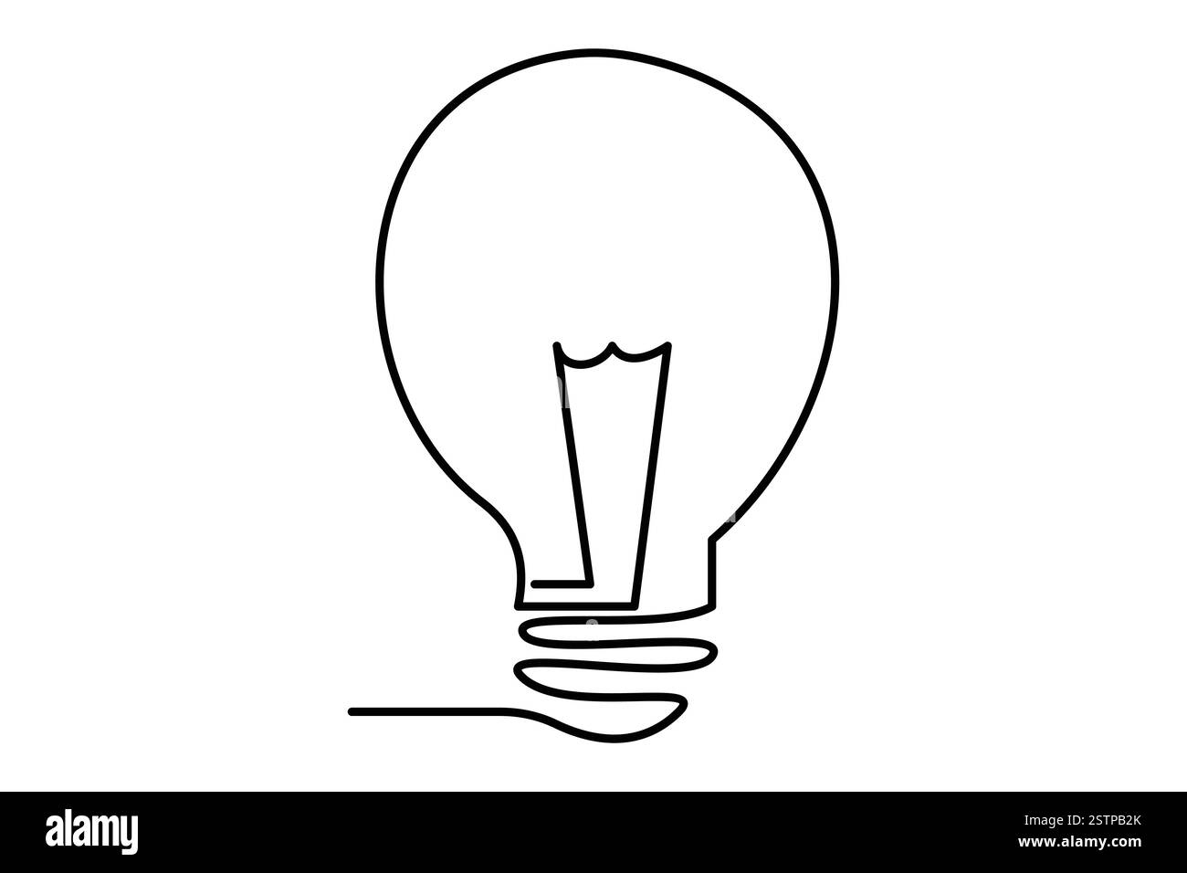 Continuous one line drawing of Light bulb symbol isolated on white background outline art ...