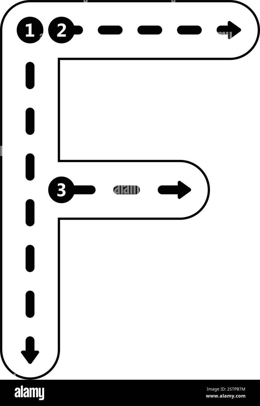 Tracing Alphabet letter F, Uppercase prewriting dotted line element for ...