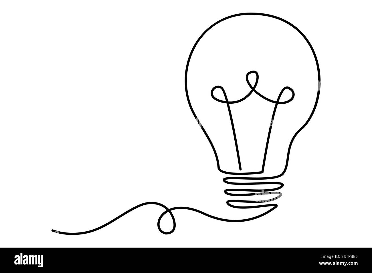 Continuous one line drawing of Light bulb symbol isolated on white background outline art ...