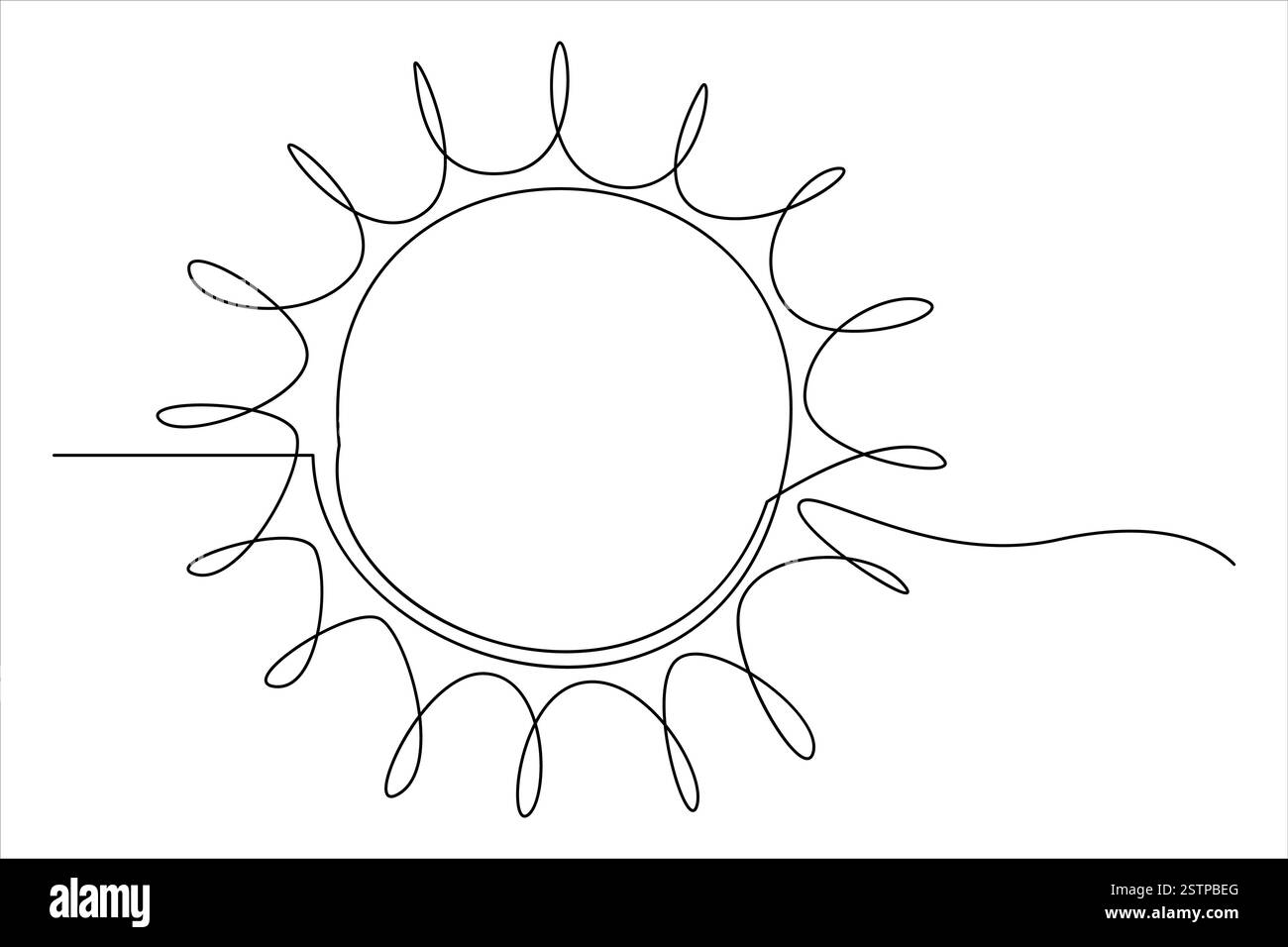 Continuous one line drawing sun art Summer sun contour line sign line ...