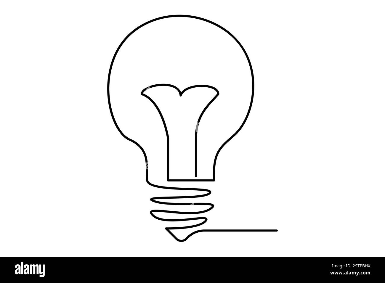 Continuous one line drawing of Light bulb symbol isolated on white background outline art ...