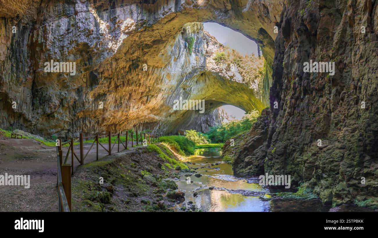 Panoramic view inside the Devetashka Cave near Devetaki village and ...